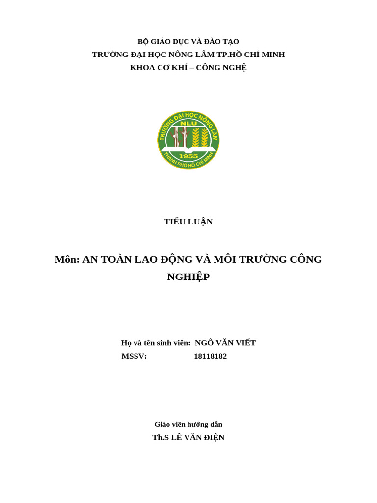 Ngô Văn Viết - MÔN ATLĐ-MTCN - 2021 | PDF