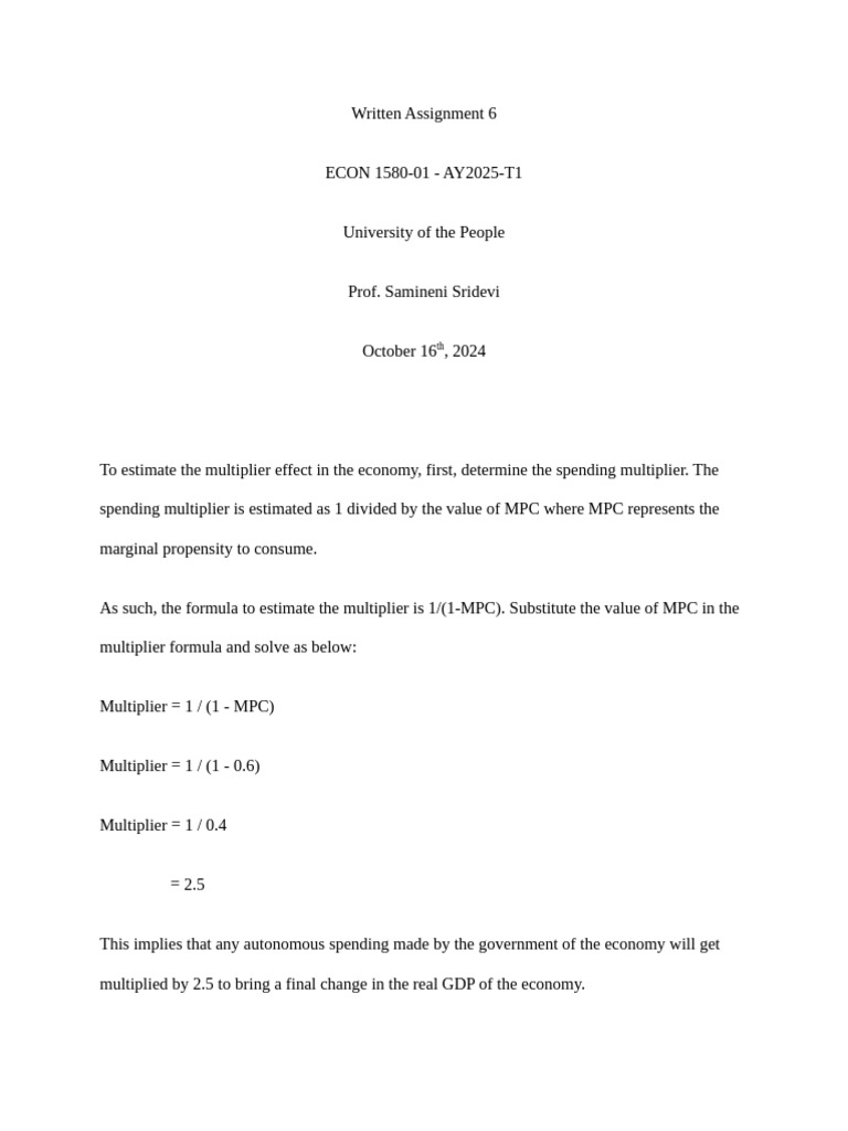 Written Assignment - Unit 6 (1) | PDF