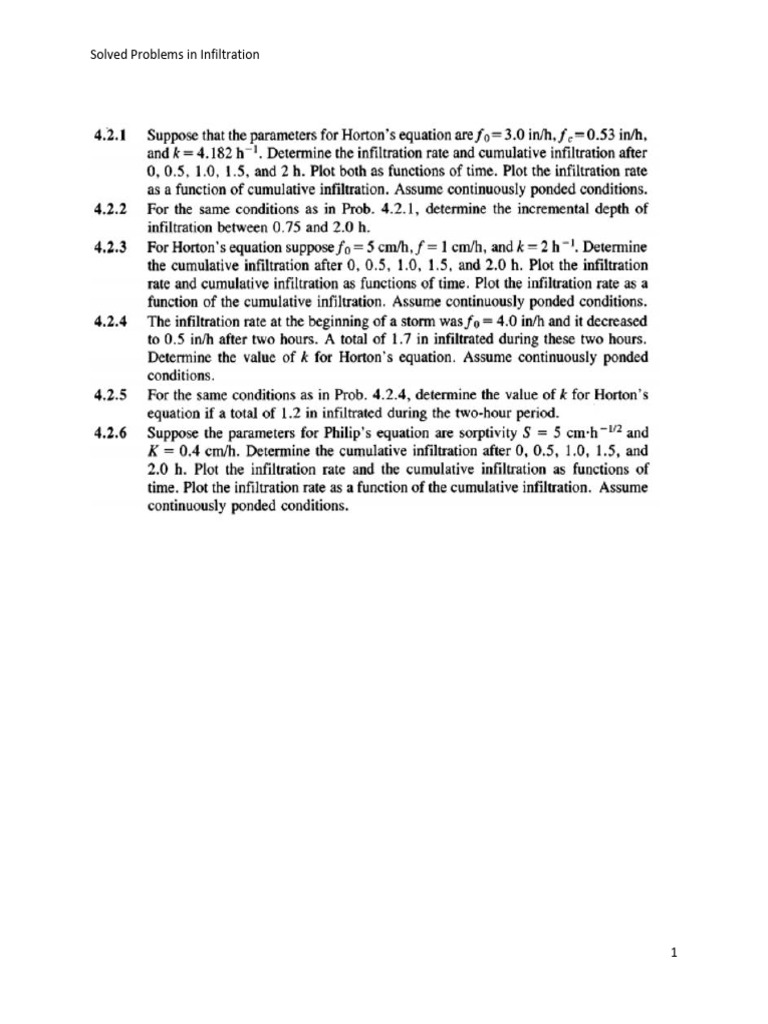 Solved Problems Infiltration Concepts | PDF | Chemical Engineering | Geomorphology