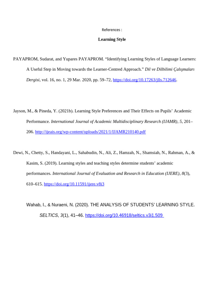 Final Reference. RRL | PDF | Learning Styles | Literacy