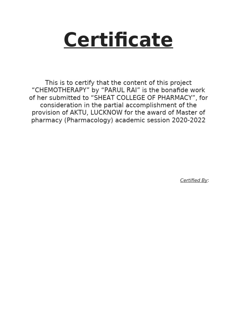 Certificate M.pharma | PDF