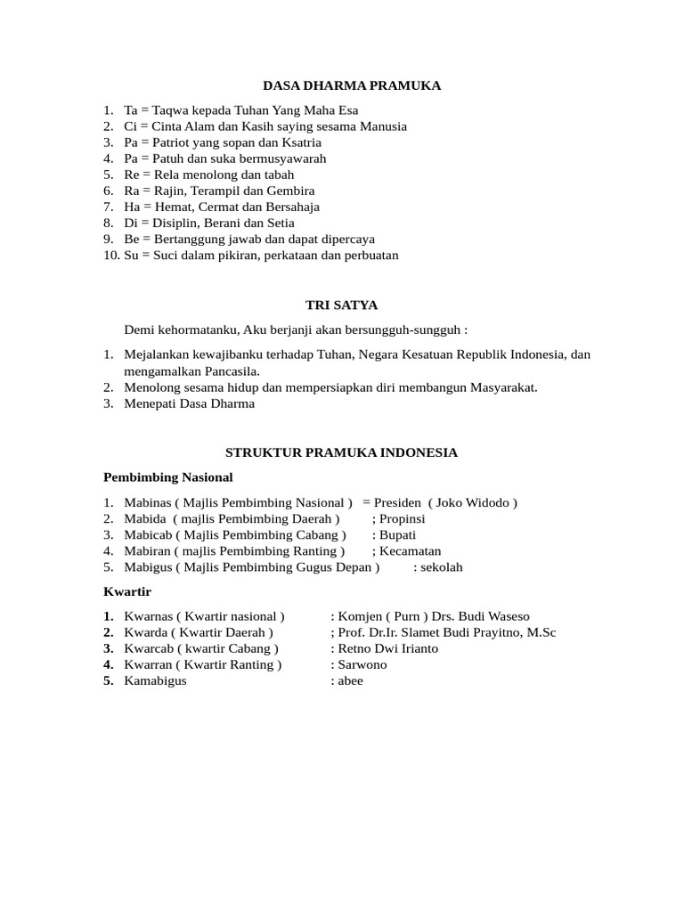 Dasa Dharma Pramuka | PDF