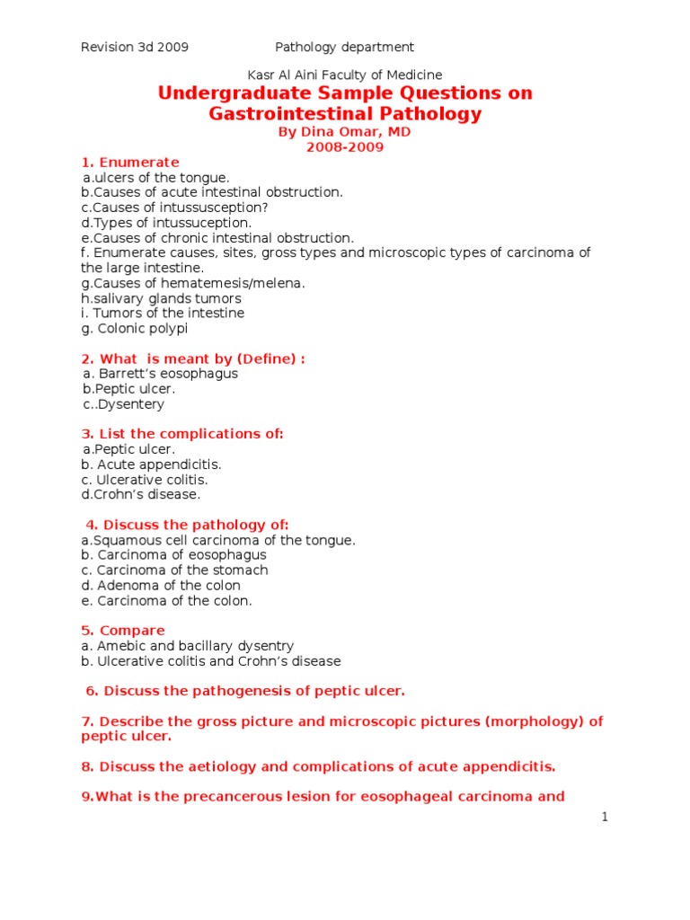 GIT Questions | PDF | Peptic Ulcer | Gastrointestinal Tract