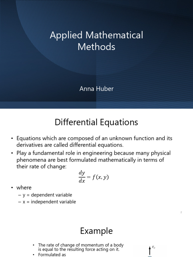 Lecture Slides AMM Week 2 - Differential Equations | PDF | Force | Differential Equations