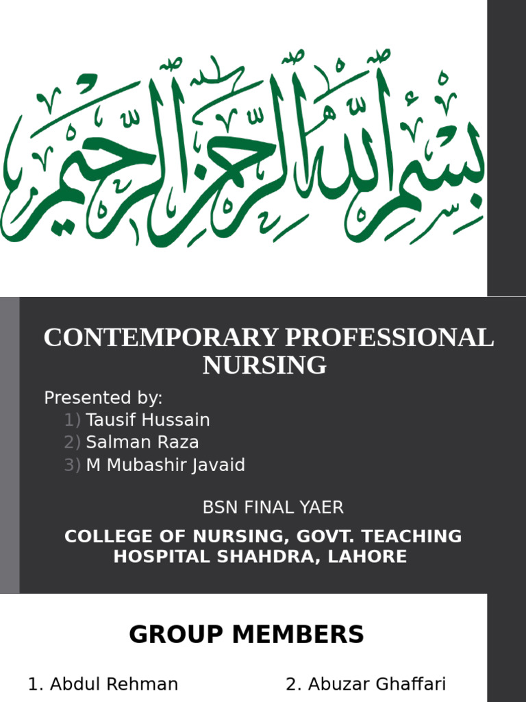 Contemporary Professional Nursing by Tausif Group | PDF | Nursing | Social Programs