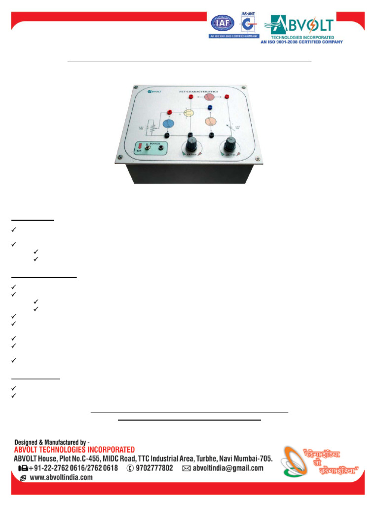 FET Trainer Kit for Electronics Education | PDF | Science & Mathematics ...