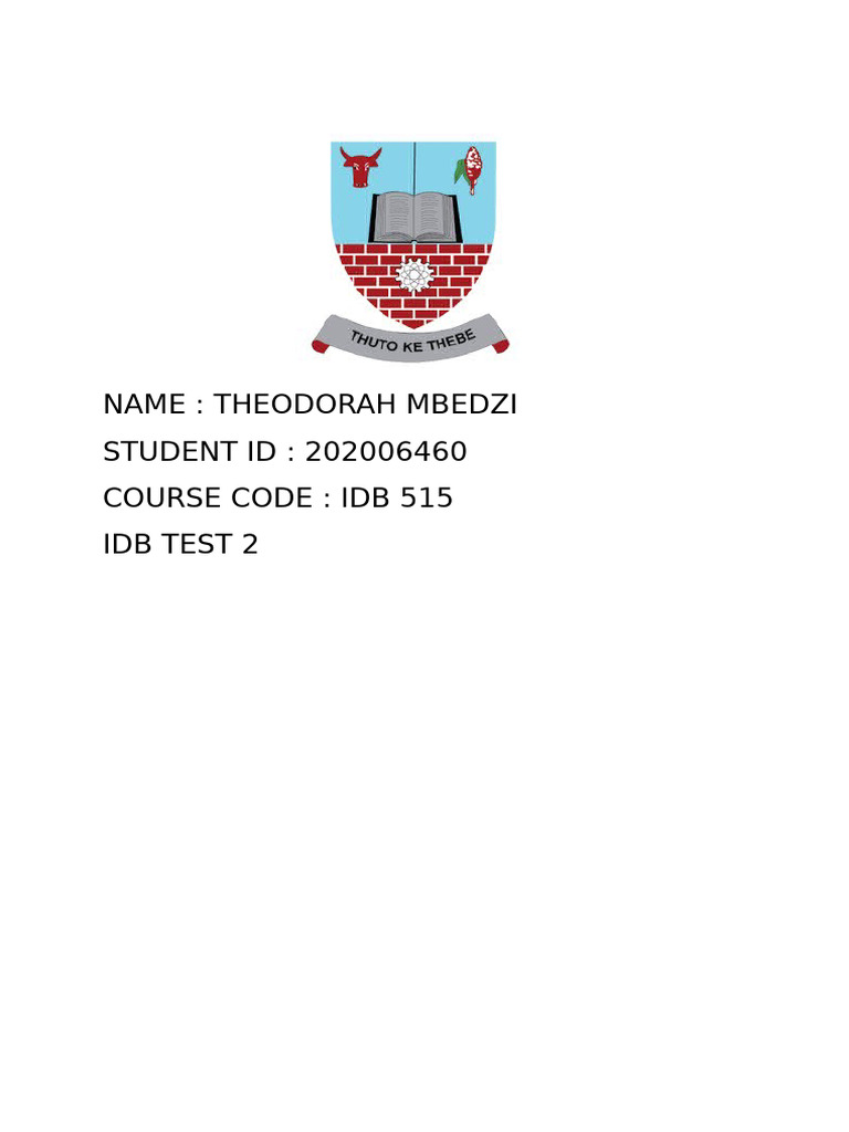Theodorah Mbedzi Idb 2 202006460 | PDF | Occupational Safety And Health | Occupational Stress