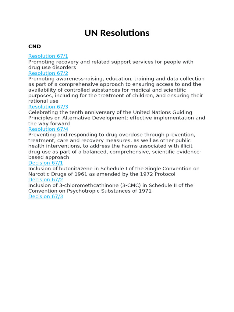 UN Resolutions | PDF