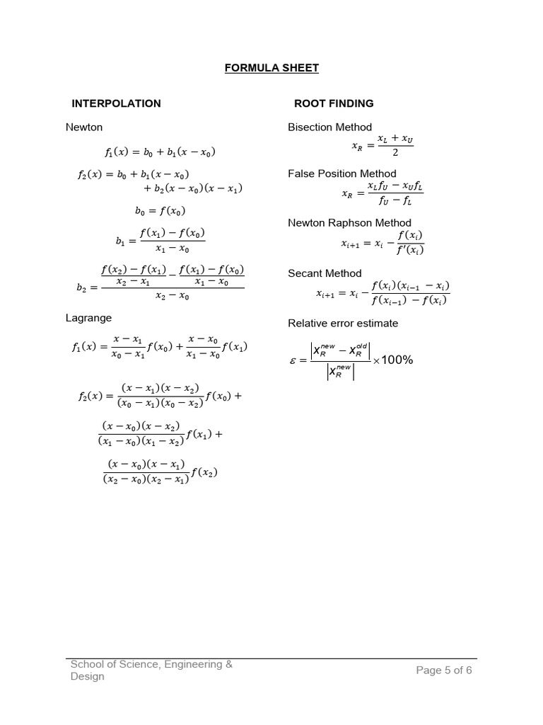 ECA Formula Sheet | PDF