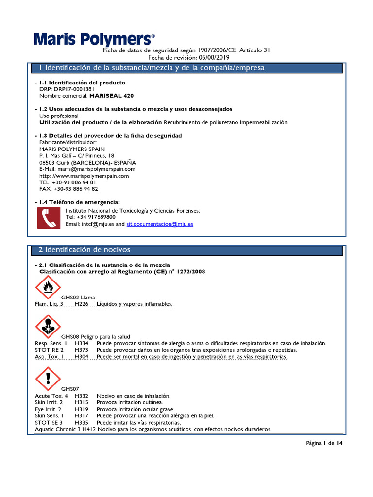 Mariseal 420 FS | PDF | Alergia | Química