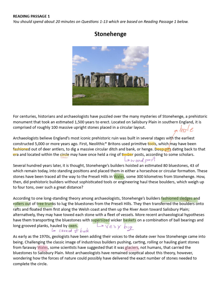 Reading Passage 1 | PDF | Stonehenge | Archaeology