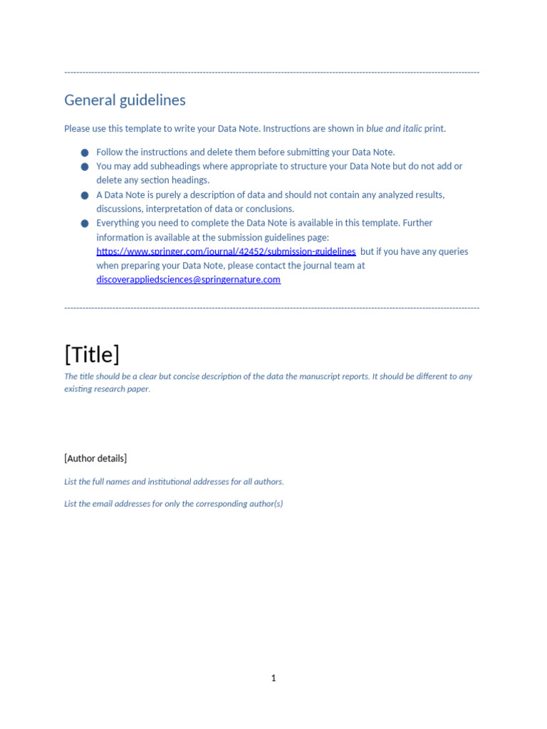 Data Note Template Guidelines | PDF | Data | Computing