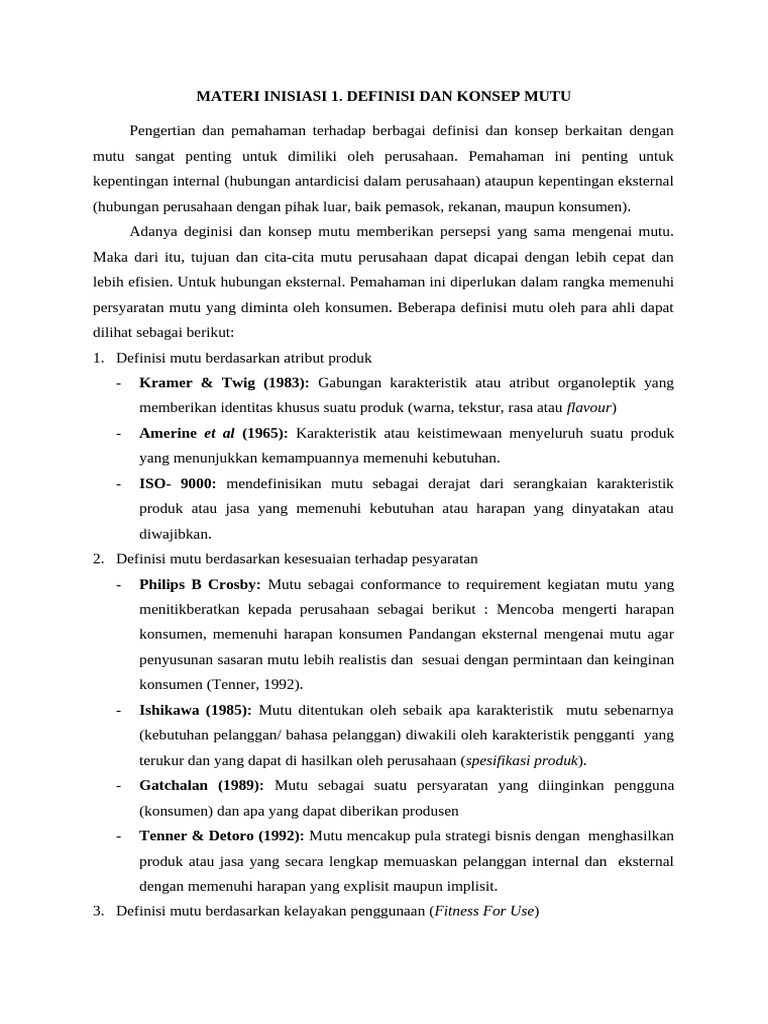 Materi Inisiasi 1 Definisi Dan Konsep Mutu | PDF | Bisnis | Seni