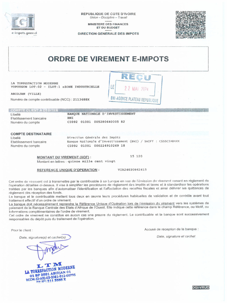 Odres de Virements - Penalite LTM 1 | PDF
