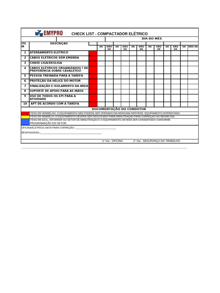 Check - List Compactador Elétrico | PDF