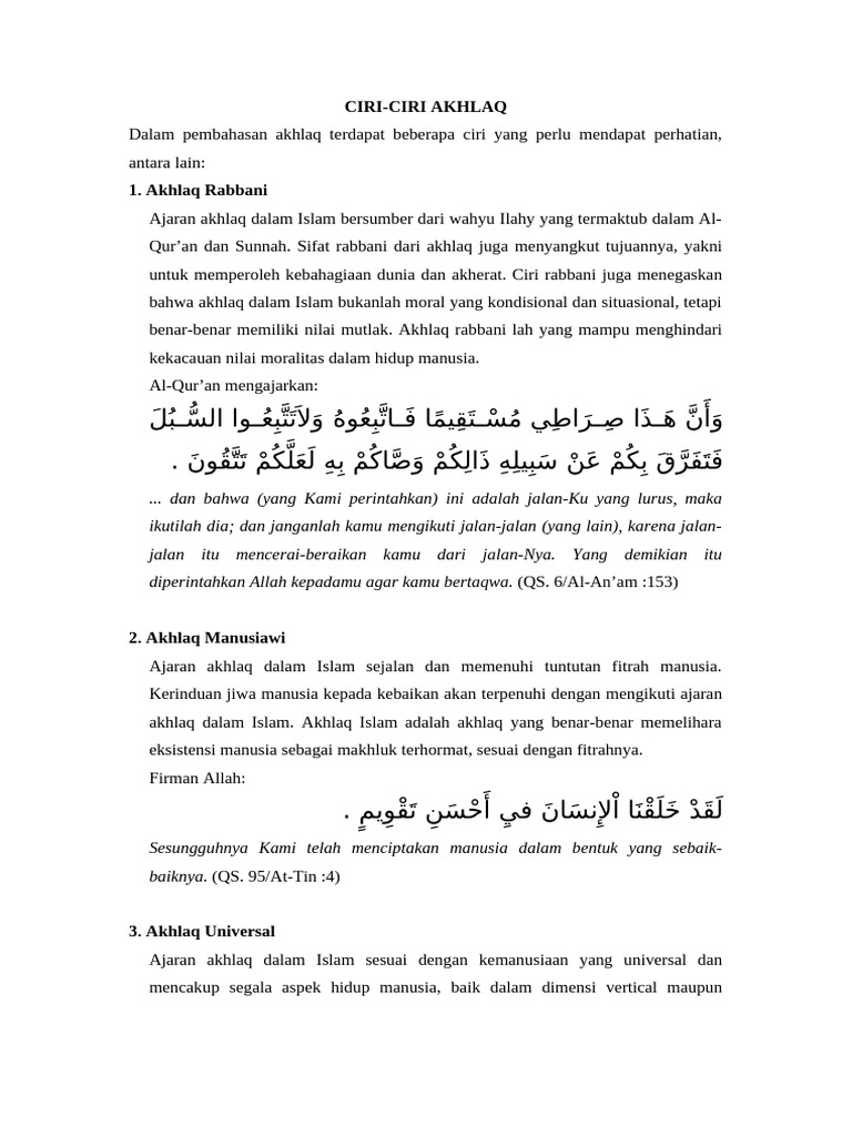 Ciri-Ciri Akhlaq | PDF