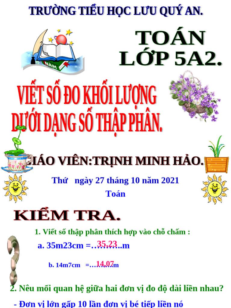 Viet Cac So Do Khoi Luong Duoi Dang So Thap Phan | PDF