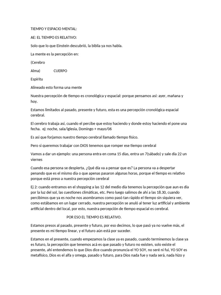 Tiempo y Espacio Mental | PDF | Fe | Dios
