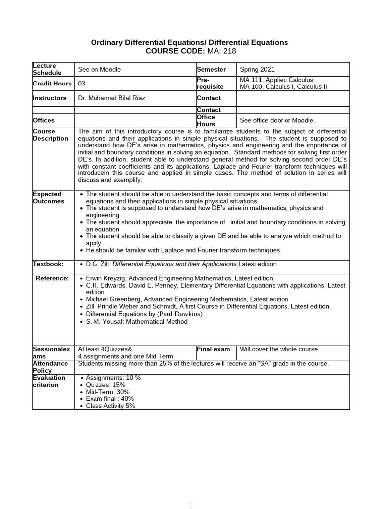 Differential Equation (1) | PDF | Ordinary Differential Equation | Equations