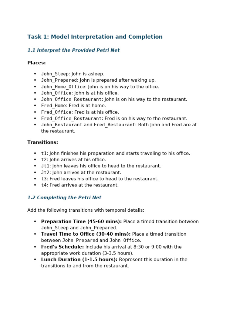Task 1 Model Interpretation and Completion | PDF