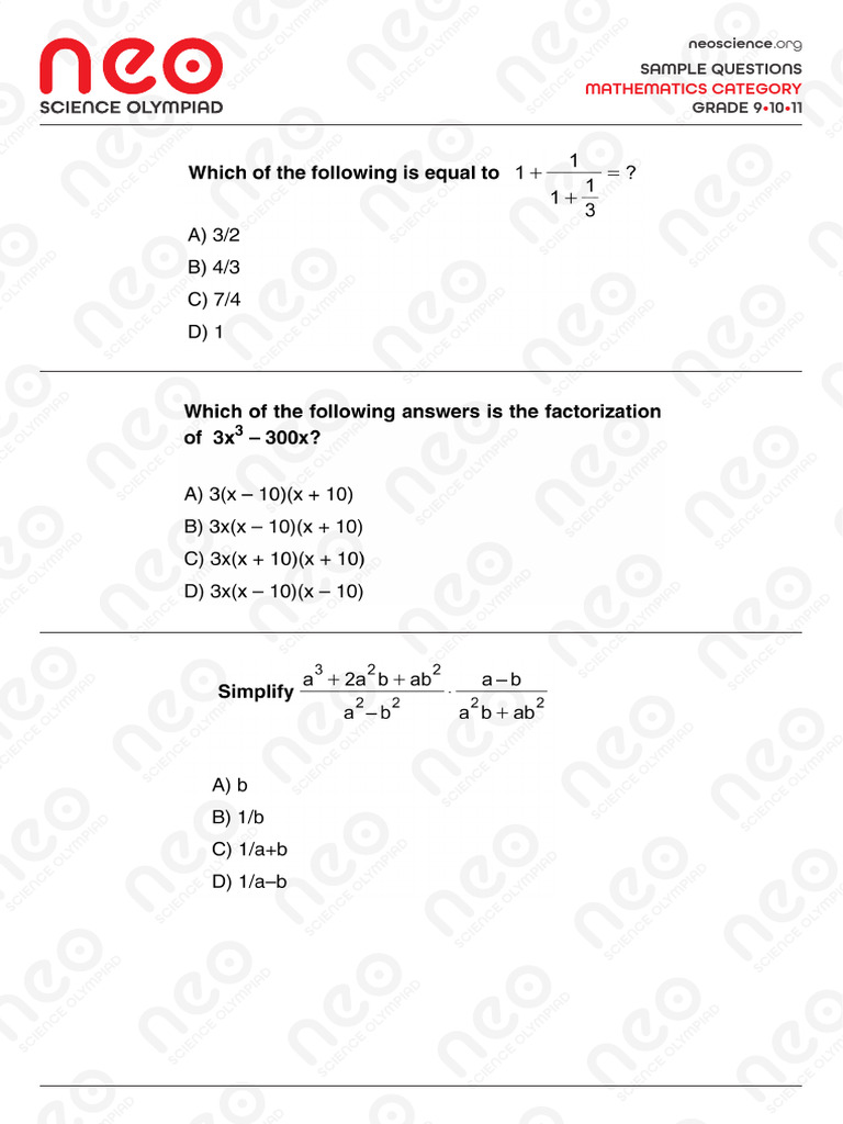 2023 EN Mathematics 9-10-11 | PDF