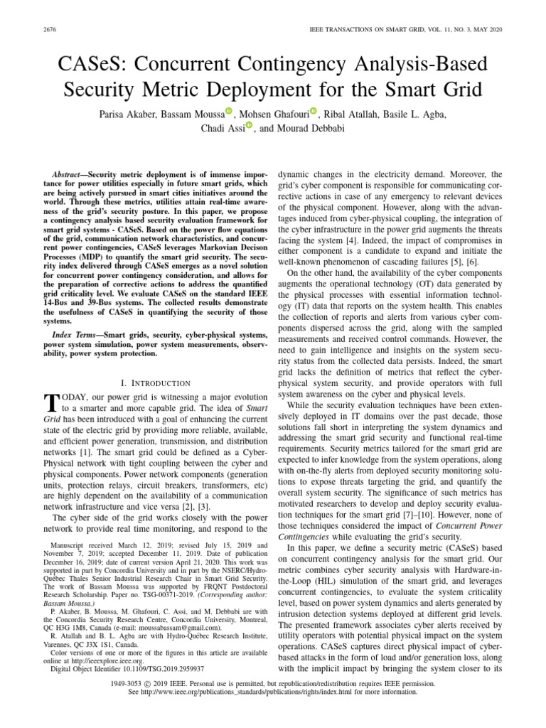 Smart Grid Security Metric CASeS Analysis | PDF | Smart Grid | Ac Power