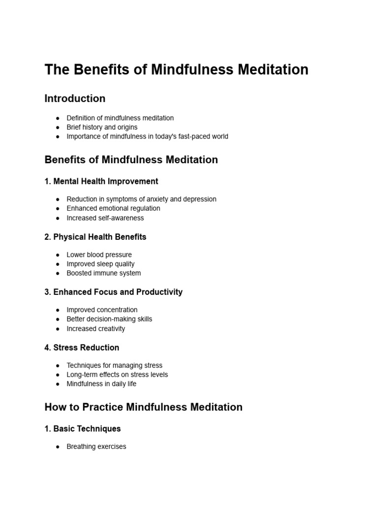 The Benefits of Mindfulness Meditation | PDF