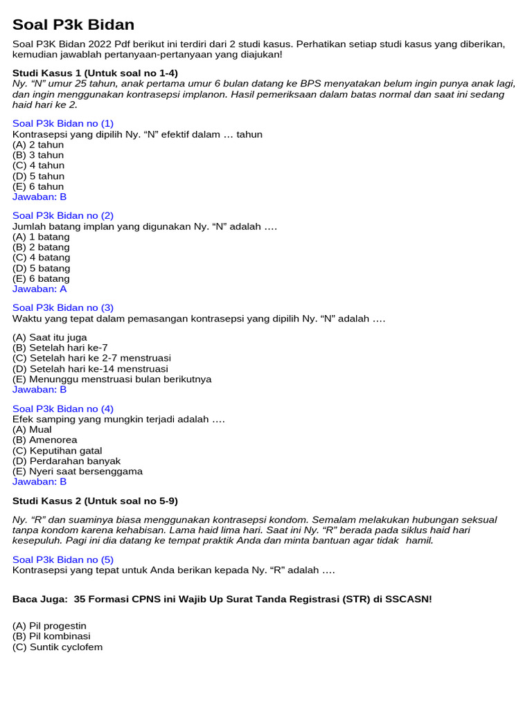 Soal P3k Bidan | PDF