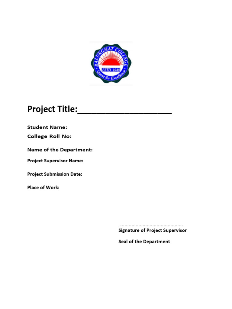 Project Front Page Format | PDF