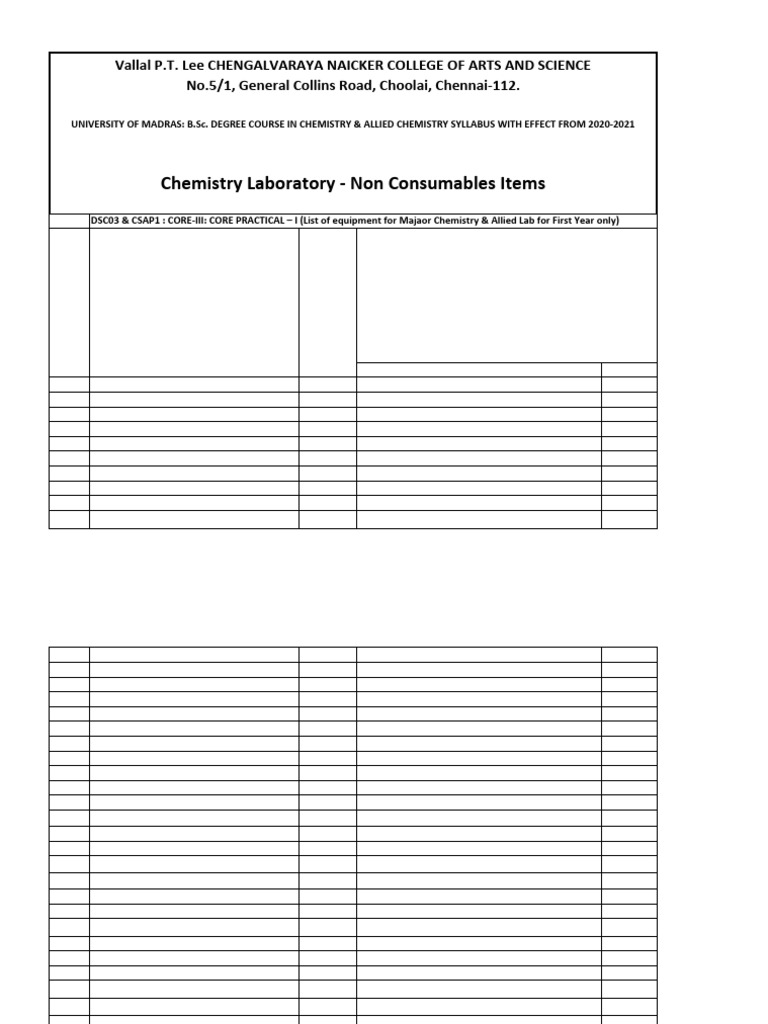 Chemistry Laboratory Non Consumables New 2 | PDF | Laboratory Equipment