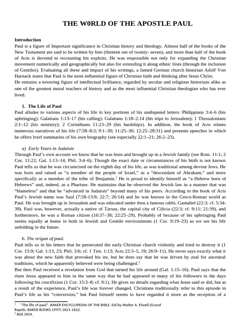 The Life of Apostle Paul | PDF | Paul The Apostle | Epistle To The ...