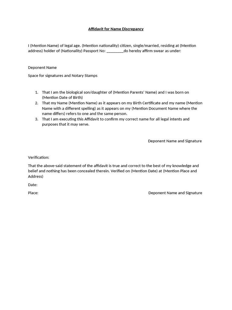 Same name Affidavit | PDF Same name Affidavit | PDF