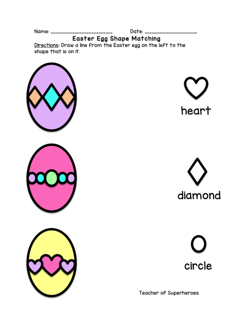 Easter Egg Shape Matching Worksheet | PDF