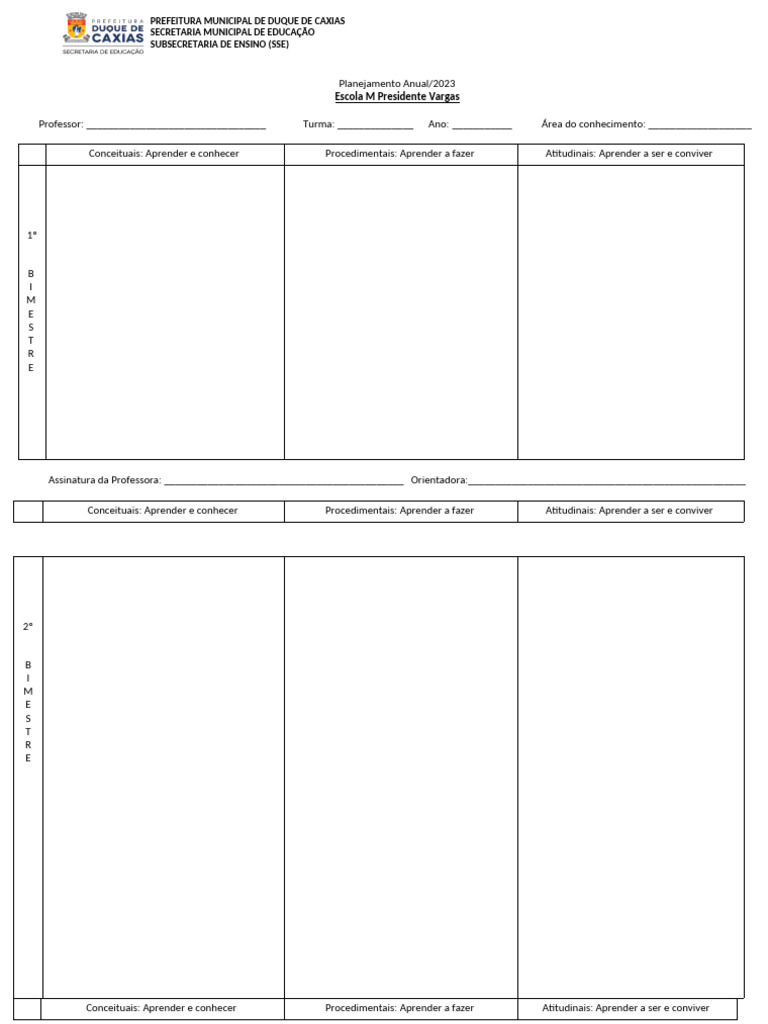 Modelo de plano de curso WORD | PDF