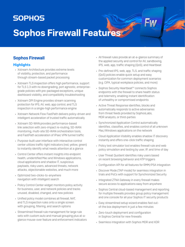 Sophos-Firewall-Feature-List | PDF | Firewall (Computing) | Transport ...