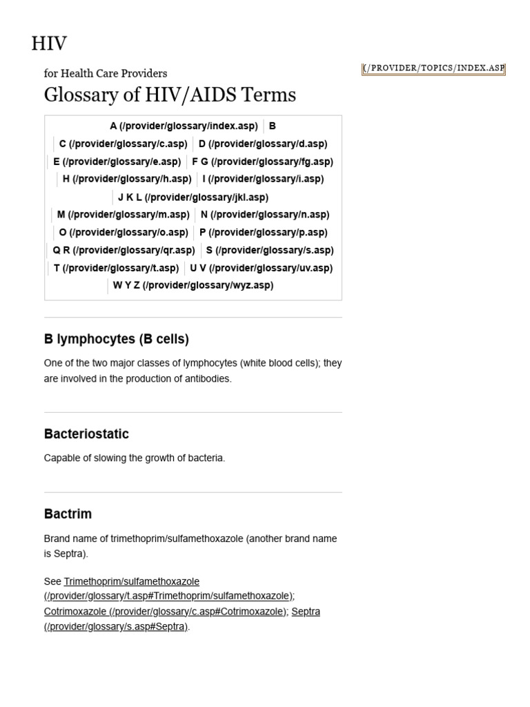 HIV/AIDS Glossary of Terms | PDF | Chemistry | Dose (Biochemistry)