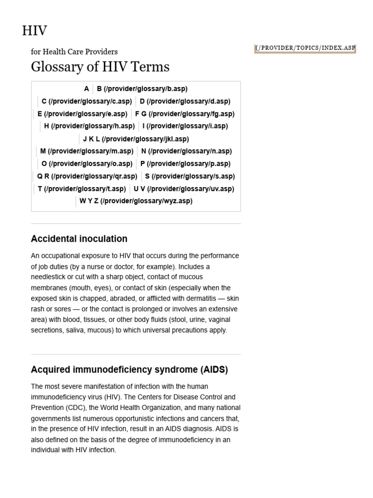 Glossary of HIV_AIDS Terms - HIV | PDF | Hiv/Aids | Infection