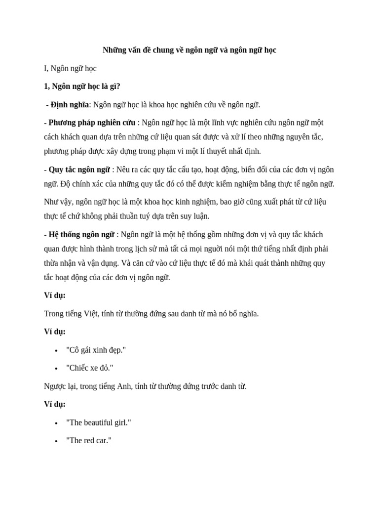 Ngon Ngu Hoc Dai Cuong Chuong 1 | PDF