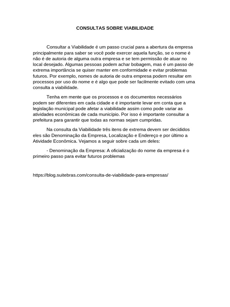 Consultas Sobre Viabilidade | PDF