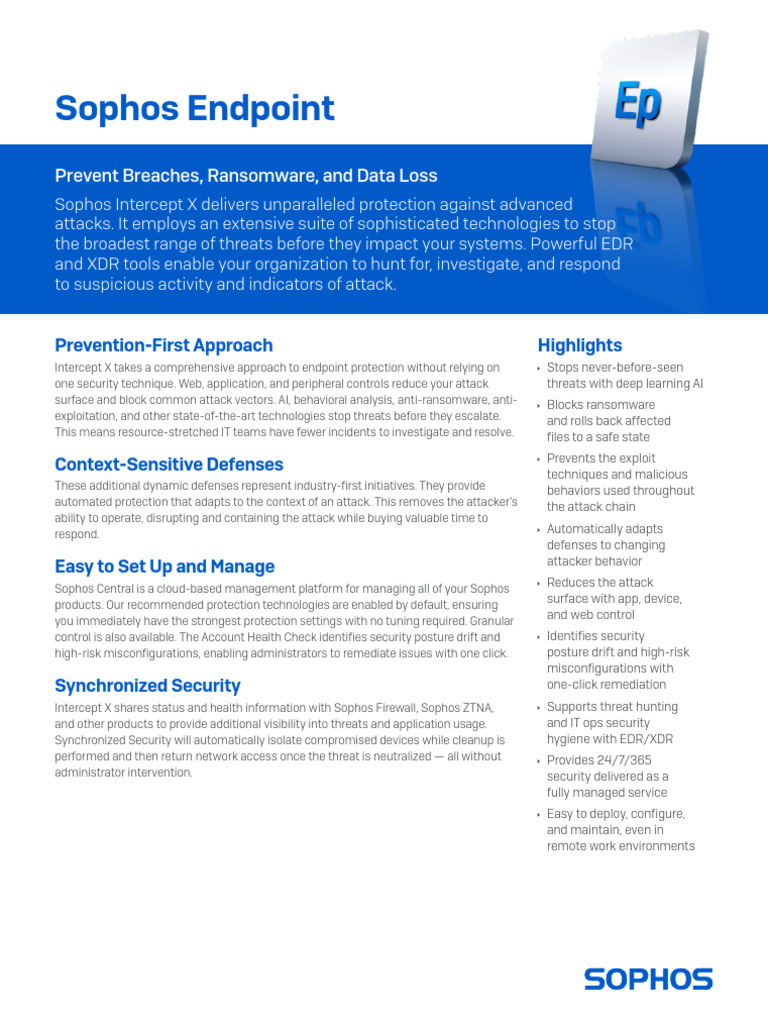 Sophos-Intercept-X-Datasheet | PDF | Ransomware | Security