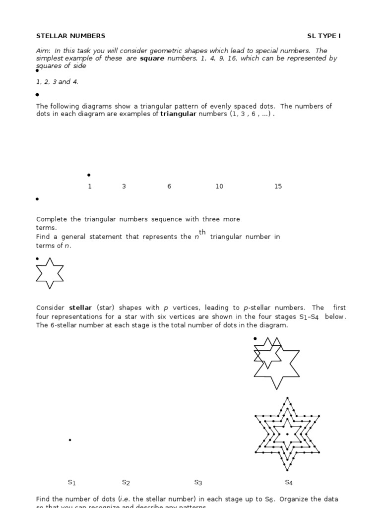 Stellar and Triangular Numbers Analysis | PDF | Teaching Methods ...