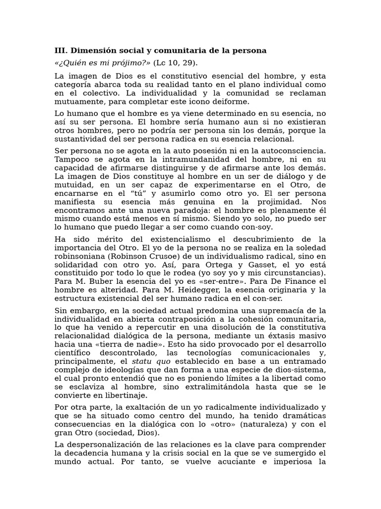 III Dimensión Social-Comunitaria de La Persona | PDF | Realidad | Verdad