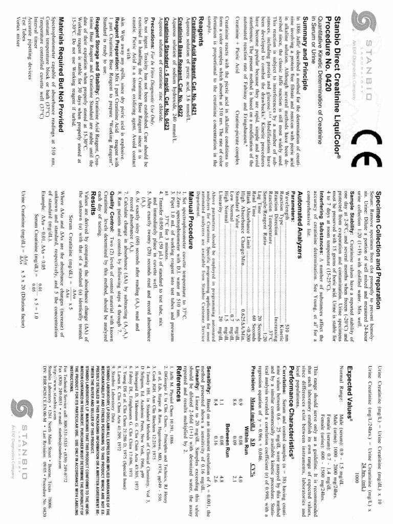 Creatinine Procedure | PDF