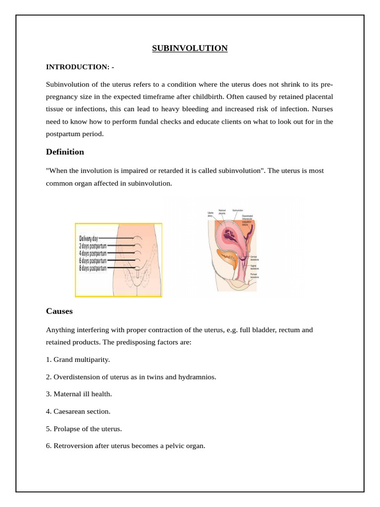 Subinvolution Seminar | PDF | Postpartum Period | Medical Specialties