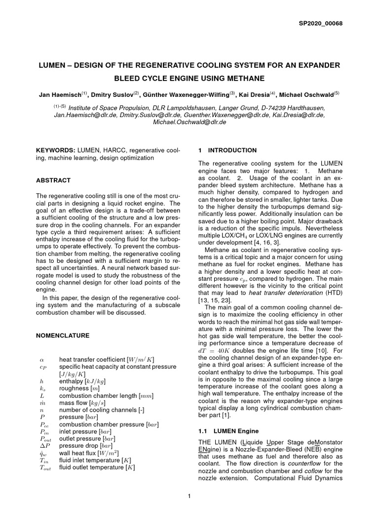 LUMEN Engine Regenerative Cooling Design | PDF | Rocket Engine | Coolant