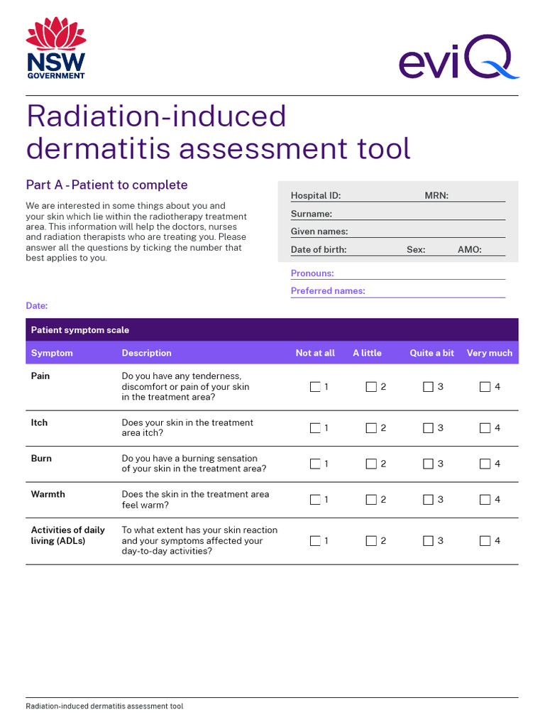 231 Radiation Induced Dermatitis Assessment Tool V6 | PDF | Necrosis ...