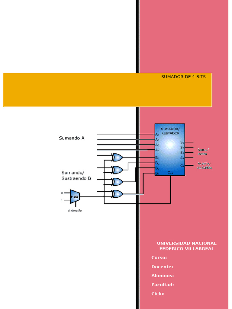 Diseño de un Sumador de 4 Bits | PDF | Puerta lógica | Decimal ...