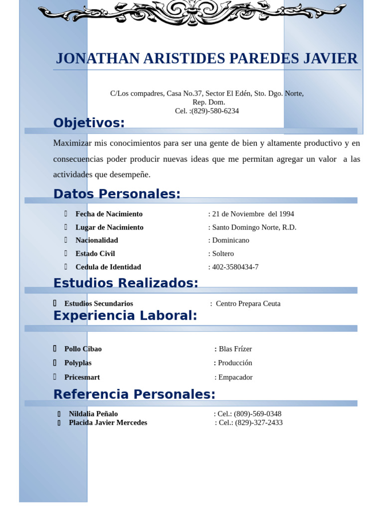 curriculum JONATHAN | PDF