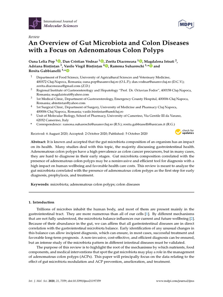 An Overview of Gut Microbiota and Colon Diseases | PDF | Probiotic ...