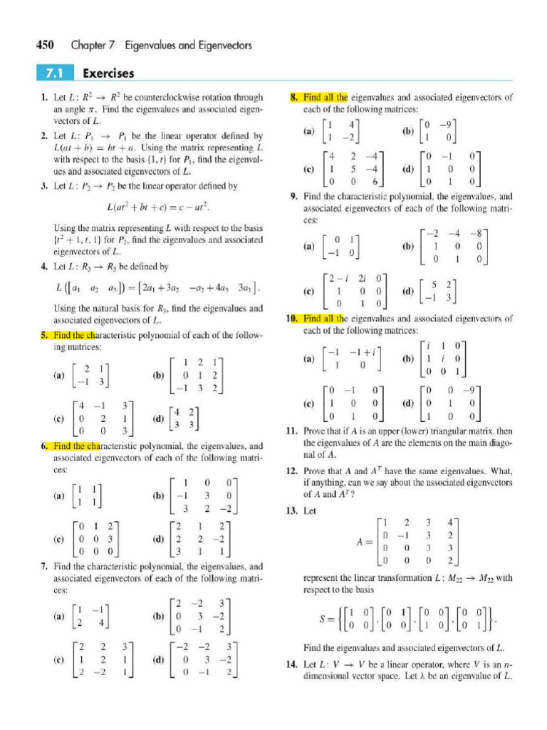 Suggested Problems 2 Page 450 | PDF | Eigenvalues And Eigenvectors | Matrix (Mathematics)